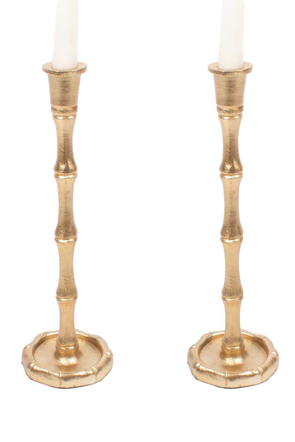 Gold Bamboo Candlestick Holders Large, Set of 2 – Monkee's of The Woodlands